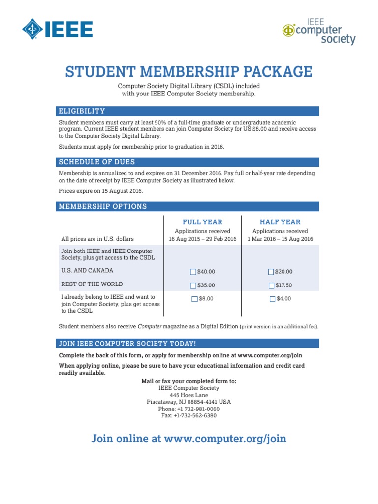 IEEE Student Membership Details | PDF | Institute Of Electrical And ...