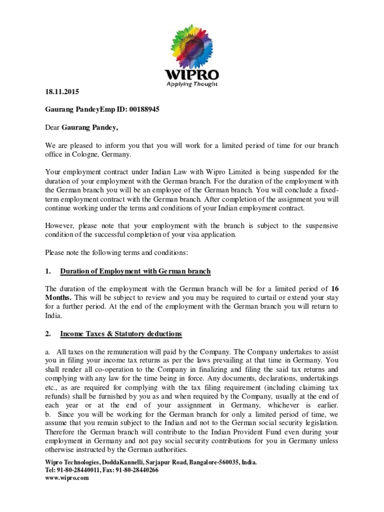 Final Deputation Letter | Germany | Employment