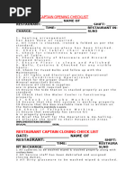 Barista Opening Checklist | PDF | Coffee | Refrigerator