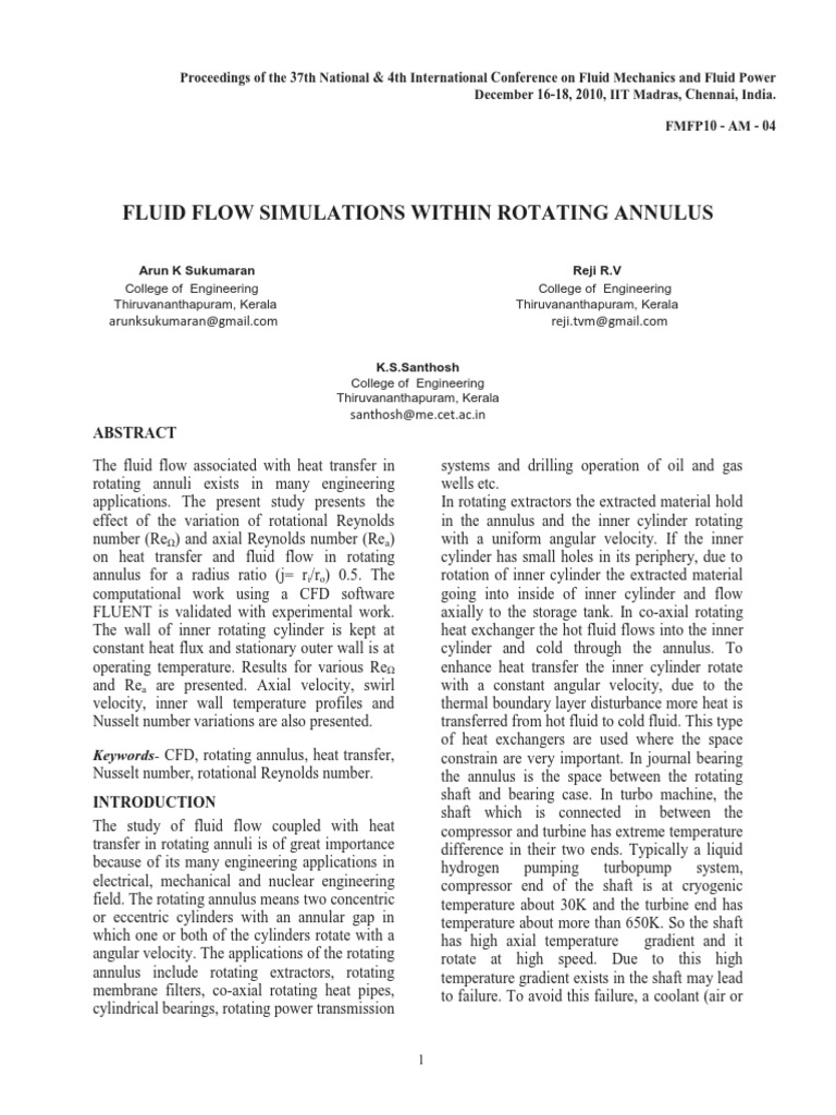 FMFP10 - AM - 04 Fluid Flow Simulations Within Rotating Annulus | PDF ...
