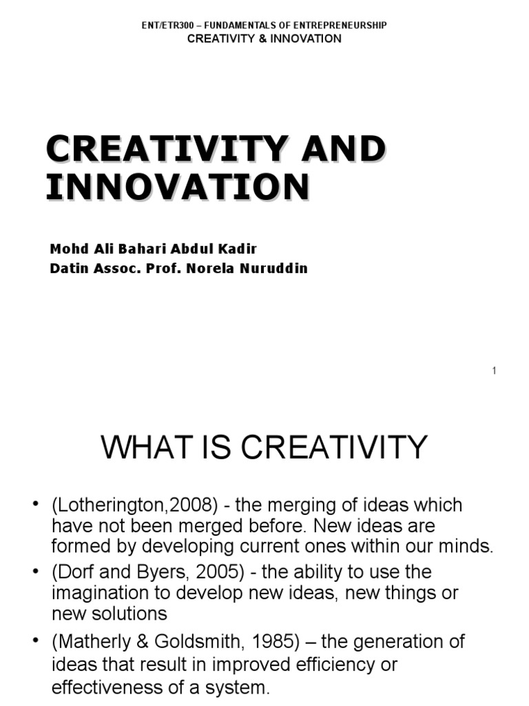 Creativity and Innovation | PDF | Innovation | Creativity