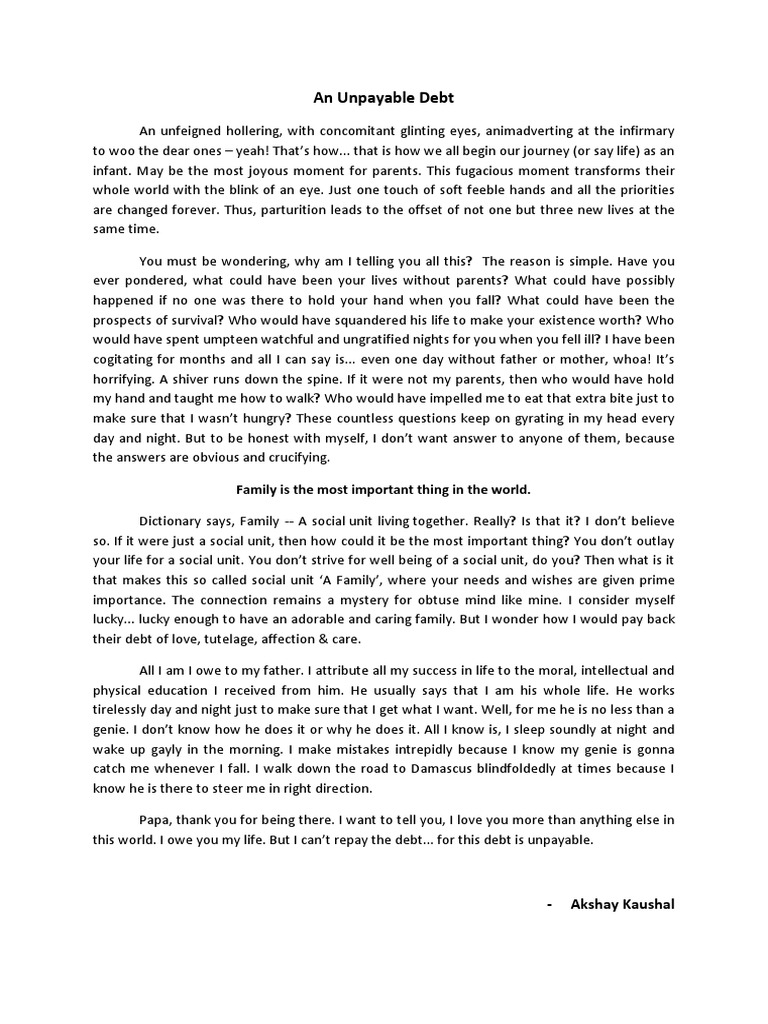 An Unpayable Debt | PDF