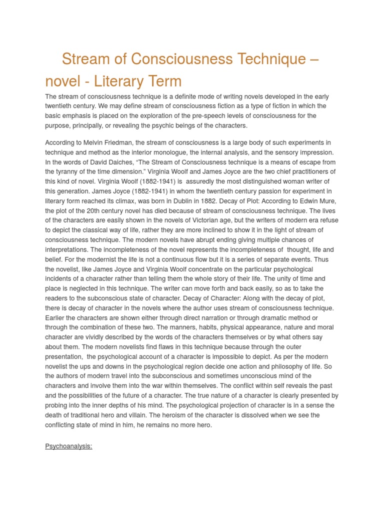 Stream of Consciousness Technique | PDF | Unconscious Mind | Consciousness