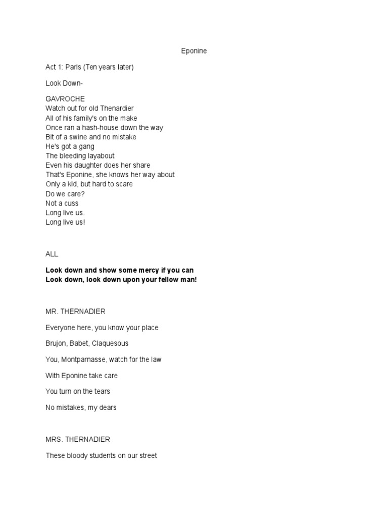 Eponine's Heartbreak | PDF | Cosette | Marius Pontmercy