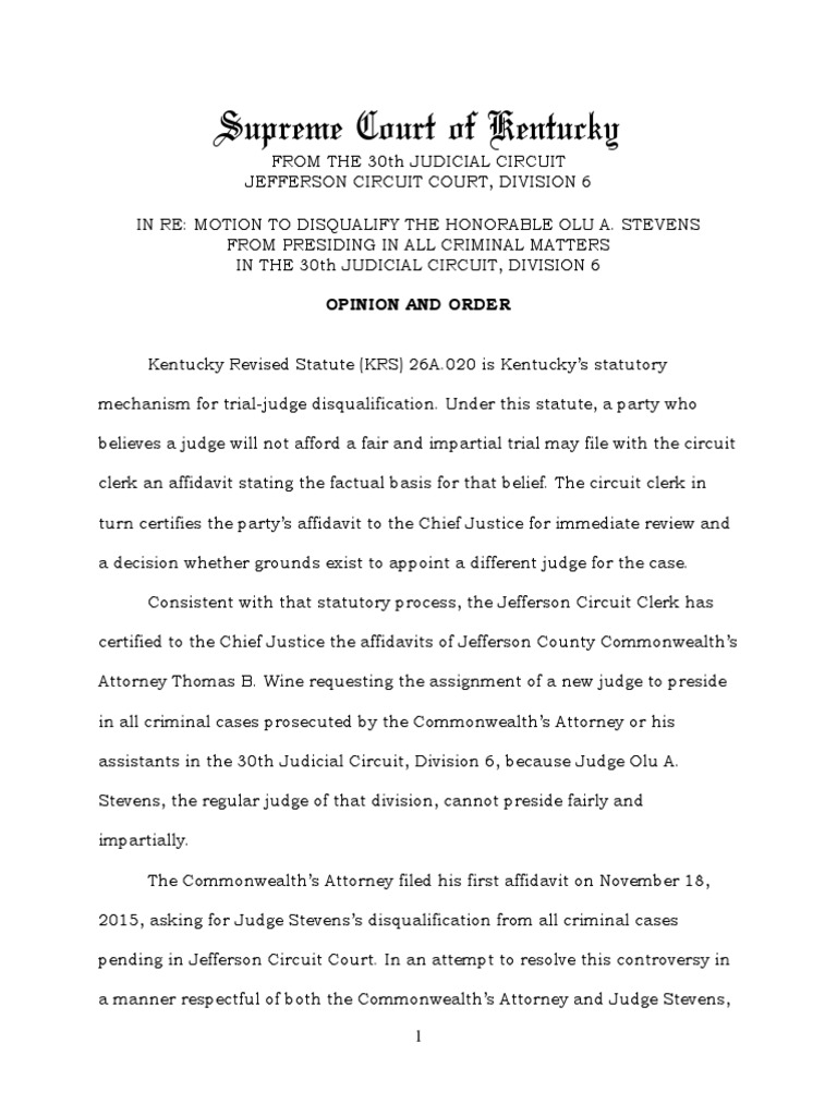 Chief Justice Minton Order Wine Stevens 121815 | PDF | Judicial ...