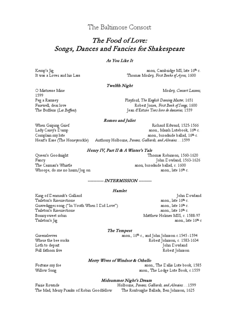 Baltimore Consort: Shakespearean Music | PDF | Performing Arts | Leisure