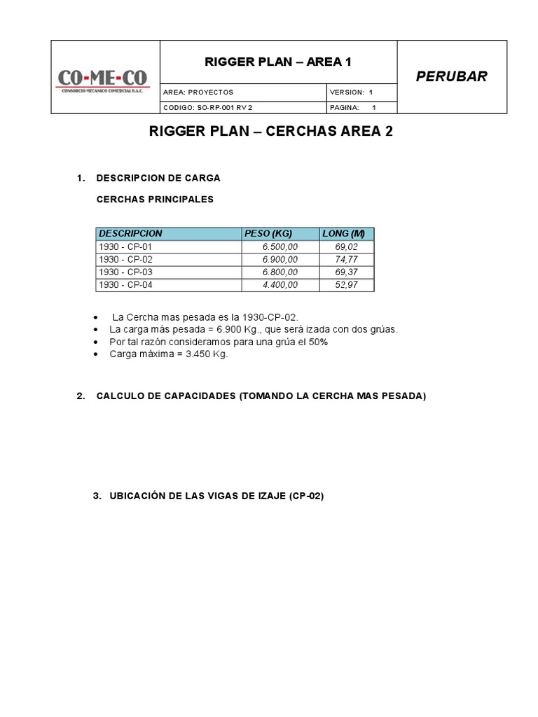 Rigger Plan for Lifting Cerchas in Area 1 | PDF | Science | Ingeniería