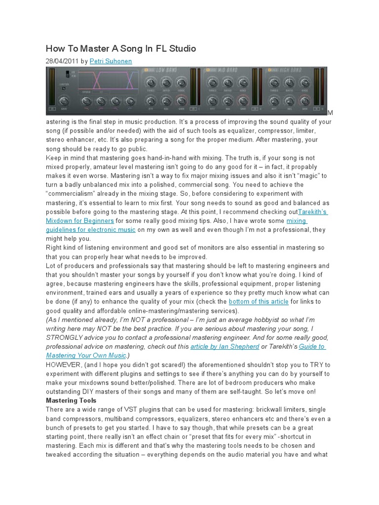 Mastering A Song in FL Studio | PDF