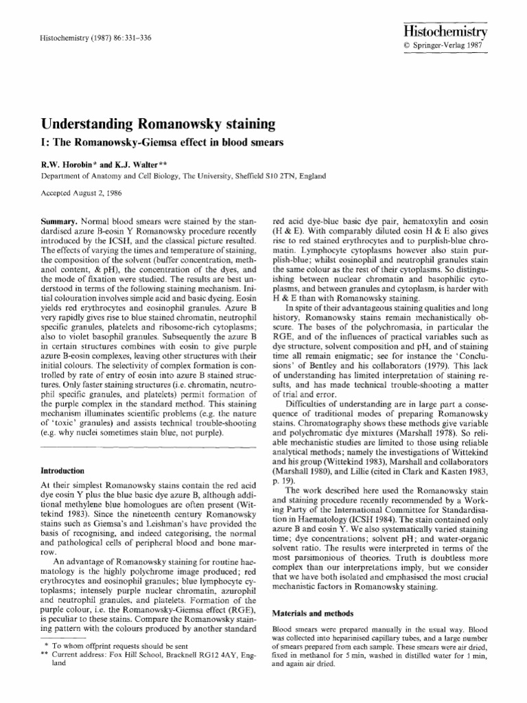 Understanding Romanowsky Staining | PDF | Staining | Fixation (Histology)