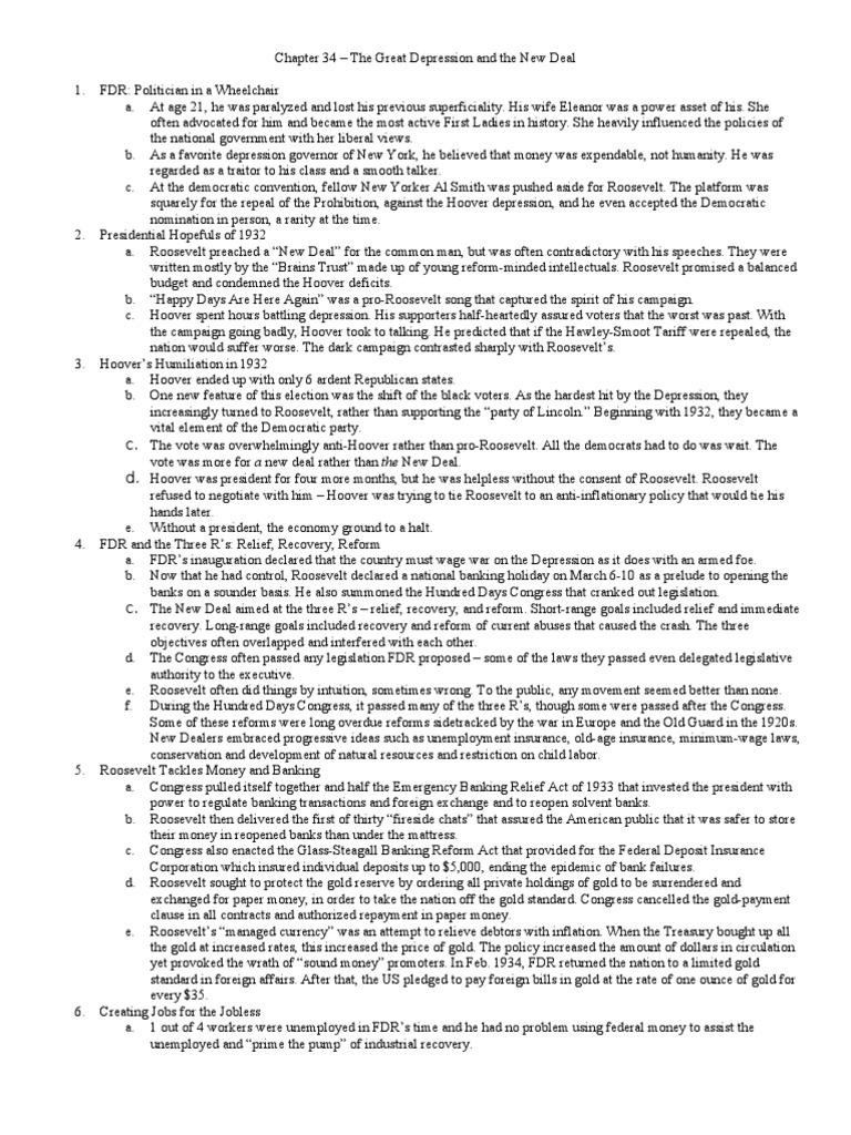 Chapter 34 - The Great Depression and The New Deal | PDF | New Deal ...