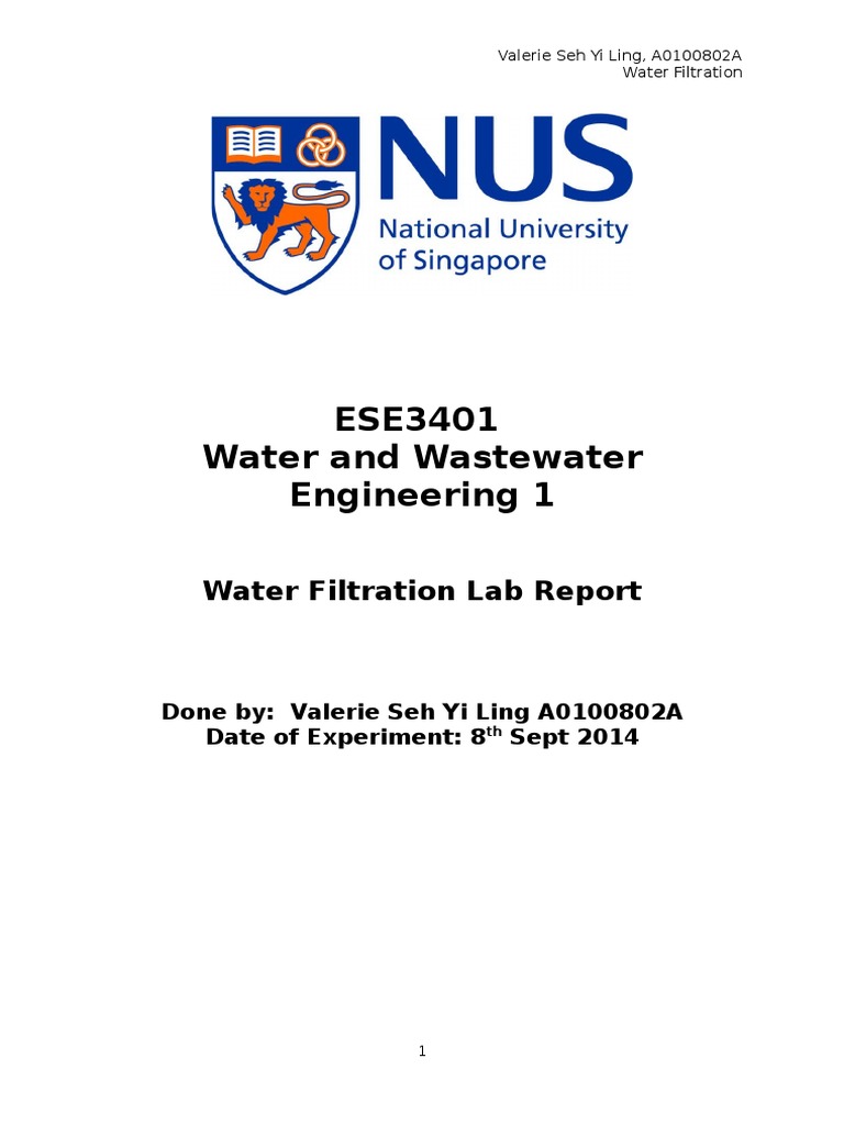 Valerie Lab Report | PDF | Filtration | Water Purification