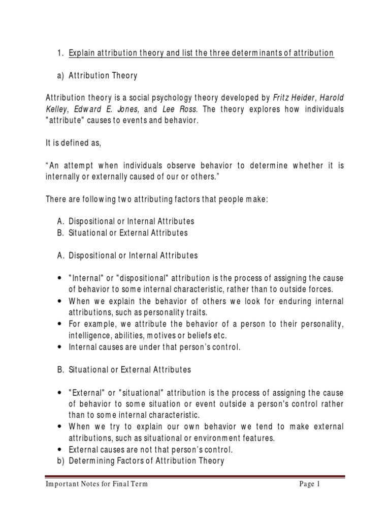 Understanding Attribution Theory | PDF | Metaphysics Of Mind ...