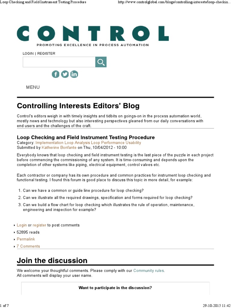 Loop Checking and Field Instrument Testing Procedure | PDF ...