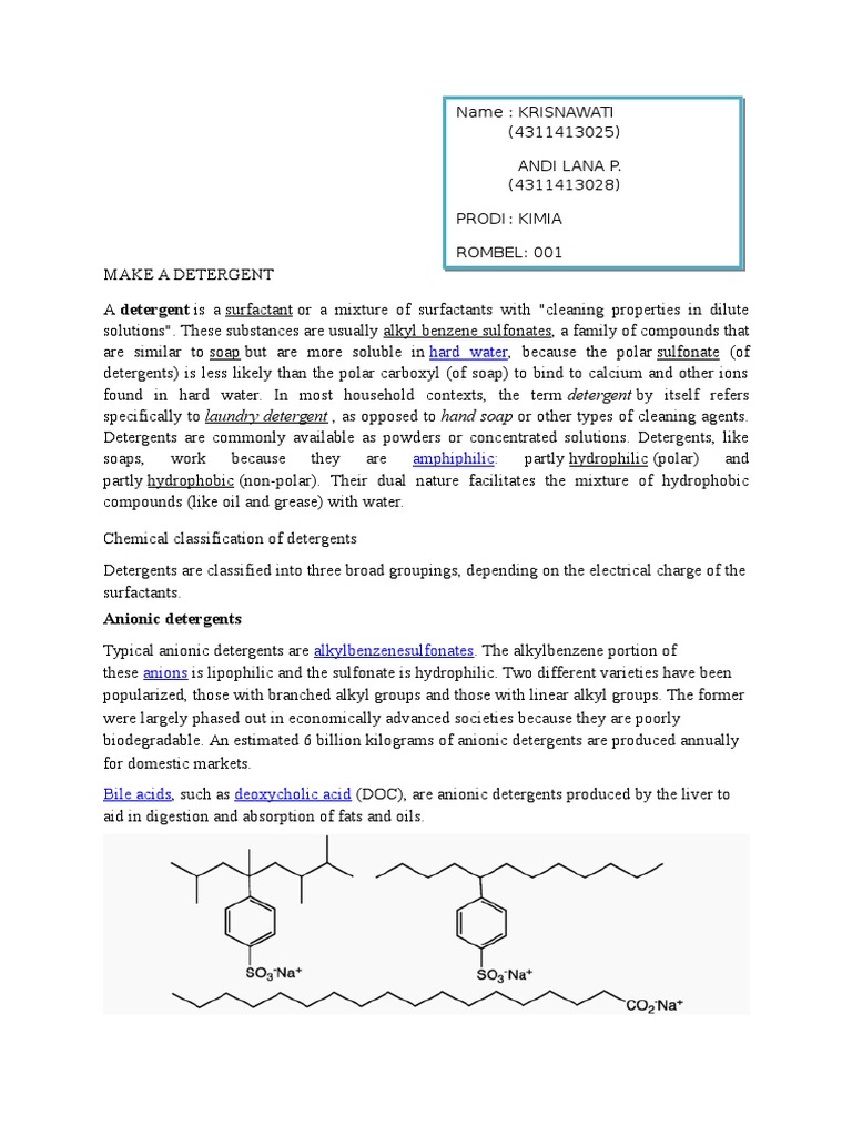 Classification and Production of Anionic, Cationic, and Non-ionic ...