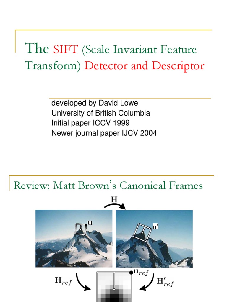 Sift Detector and Descriptor: (Scale Invariant Feature Transform) | PDF | Scientific Modeling ...