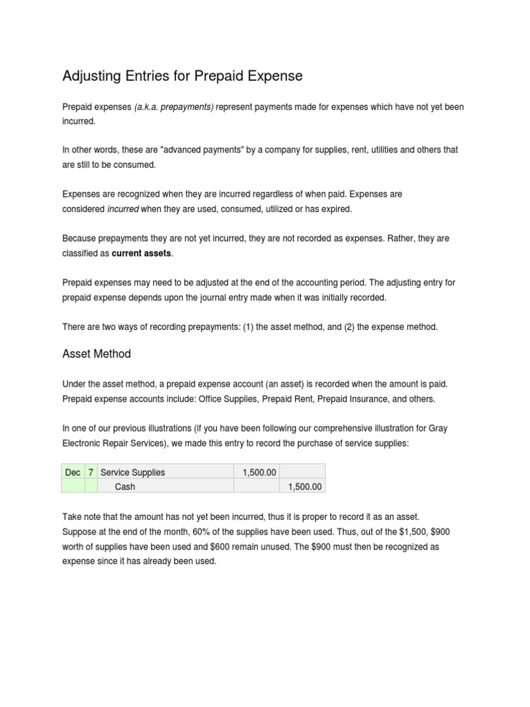 5 Adjusting Entries For Prepaid Expense | PDF | Deferral | Debits And ...
