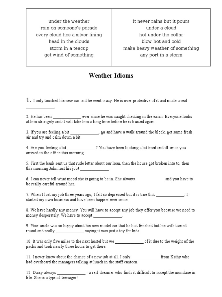 Colour and Weather Idioms | PDF | Leisure