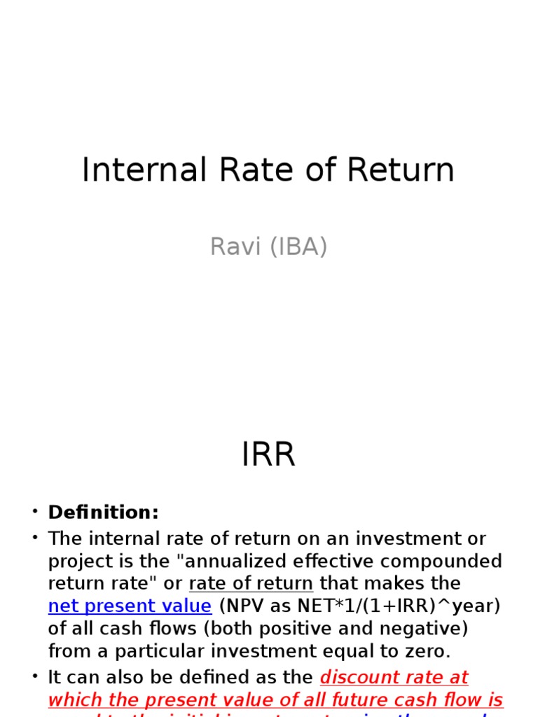 Internal Rate of Return | PDF | Internal Rate Of Return | Net Present Value