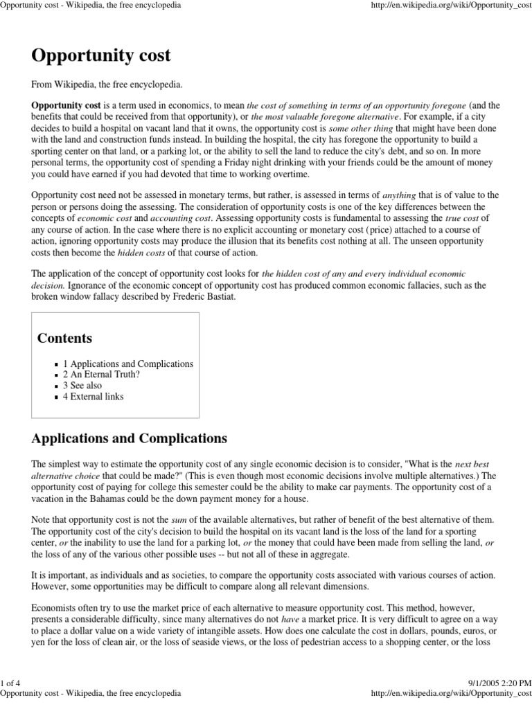 Opportunity Cost | PDF | Opportunity Cost | Economics