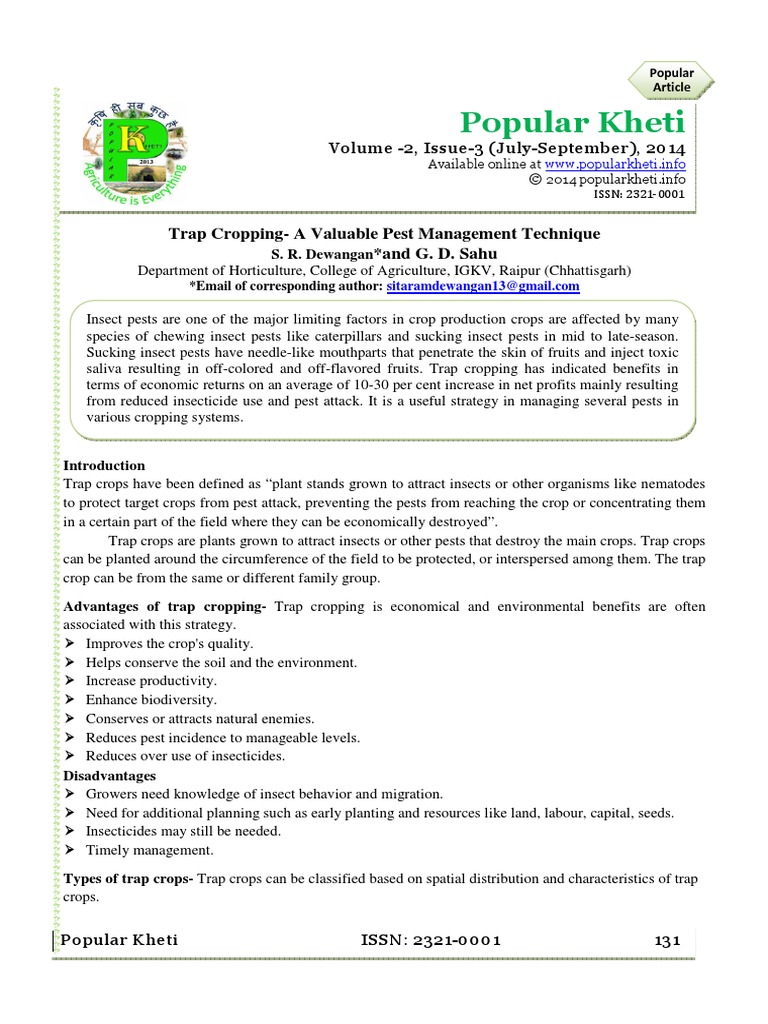 An In-Depth Review of Trap Cropping as a Valuable Pest Management ...