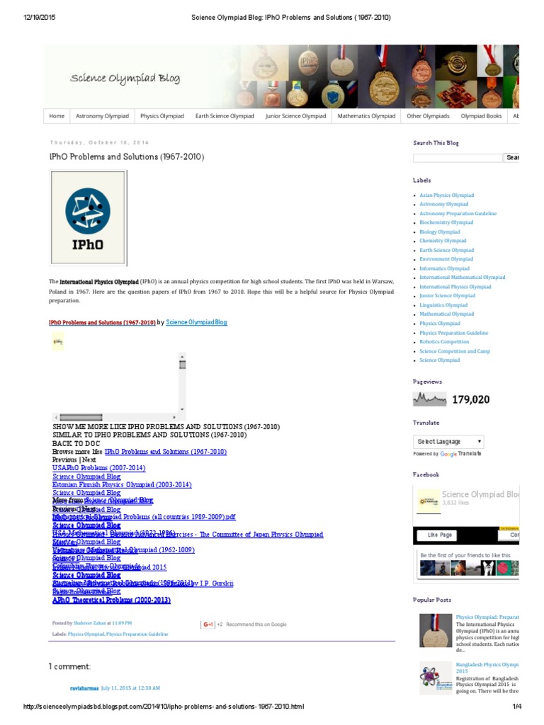 IPhO Problems & Solutions 1967-2010 | PDF | Educational Technology | Science And Technology