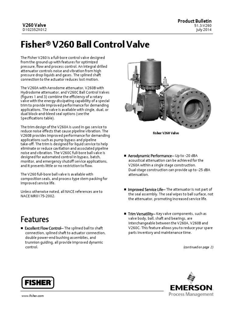 Fisher V260 Ball Valve Catalogue | PDF | Valve | Bearing (Mechanical)