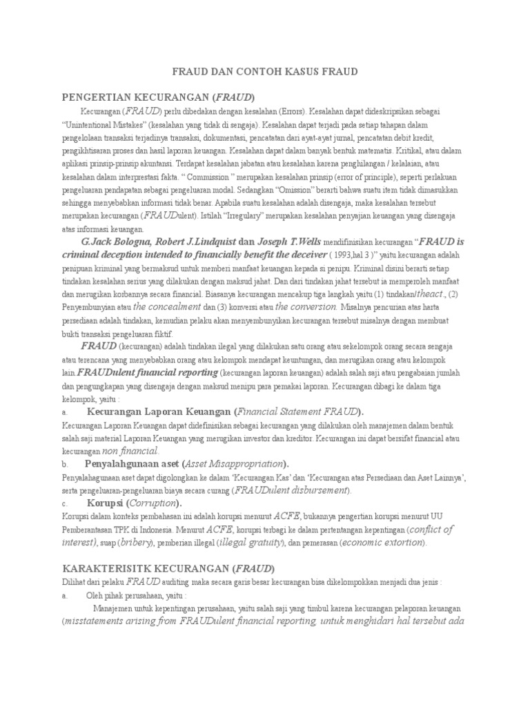 Pengertian dan Jenis Kecurangan (Fraud) | PDF | Pengelolaan Keuangan & Uang
