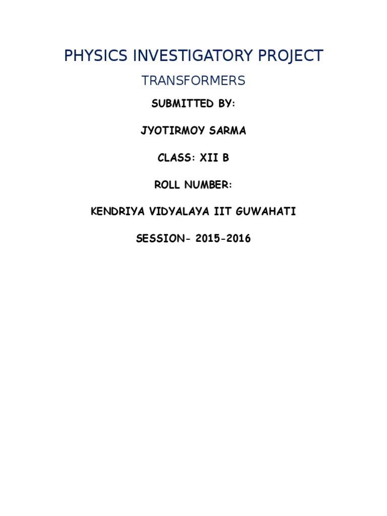 Physics Investigatory Project | PDF