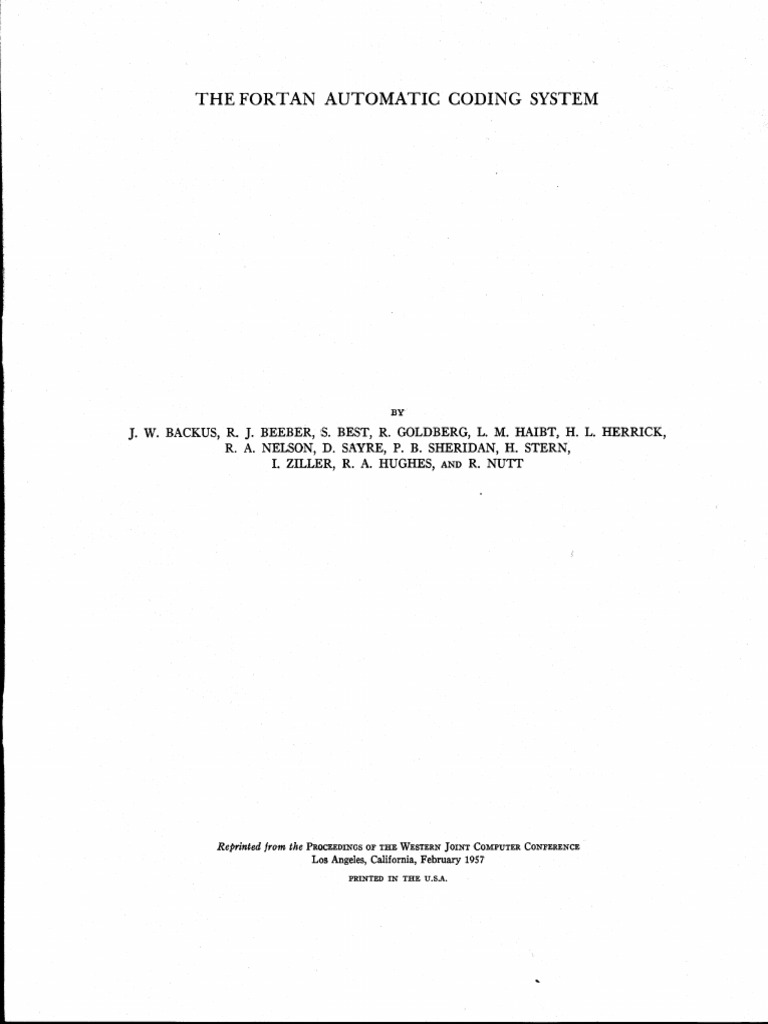 Backus Fortran Automatic Coding System 1957 Pdf Subroutine 7365