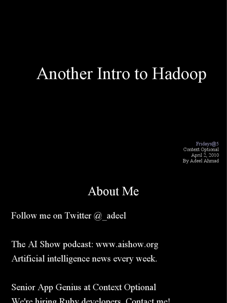 Another Intro To Hadoop | PDF | Apache Hadoop | Map Reduce Another Intro To Hadoop | PDF | Apache Hadoop | Map Reduce