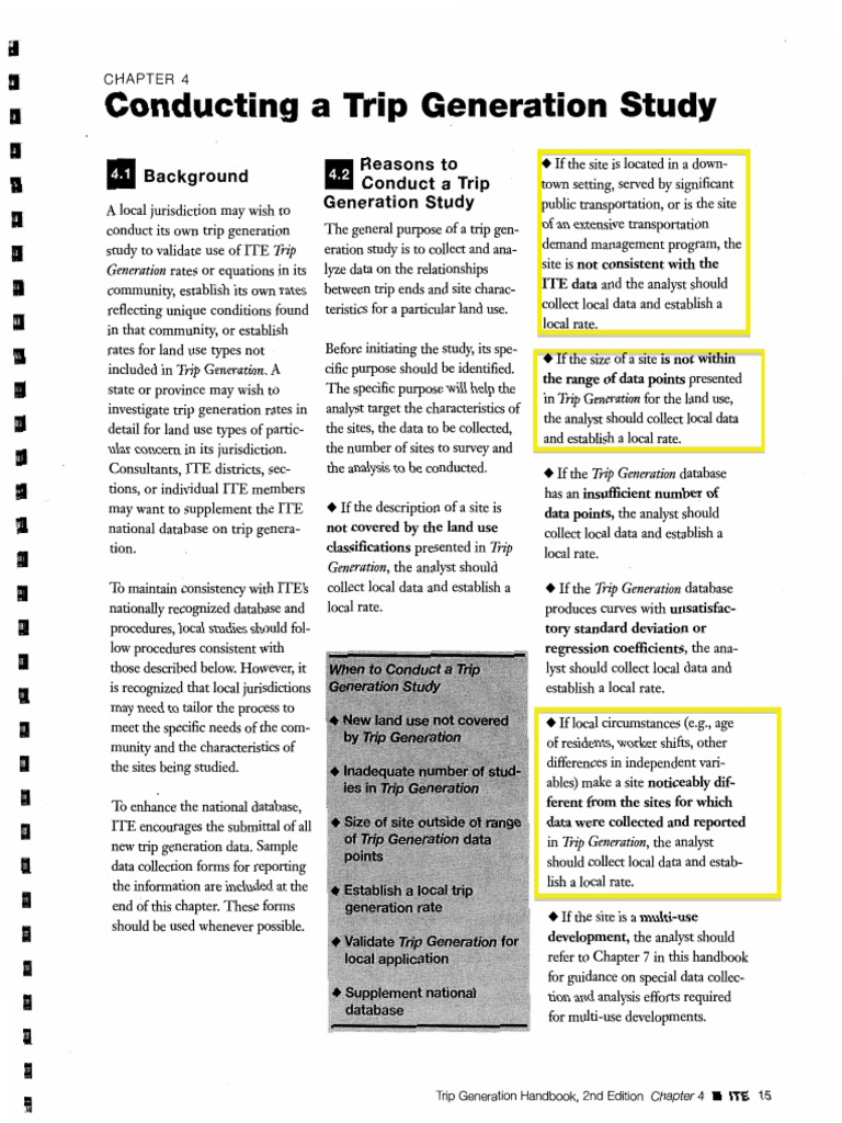 ITE Trip Generation Handbook Chapter 4 | PDF