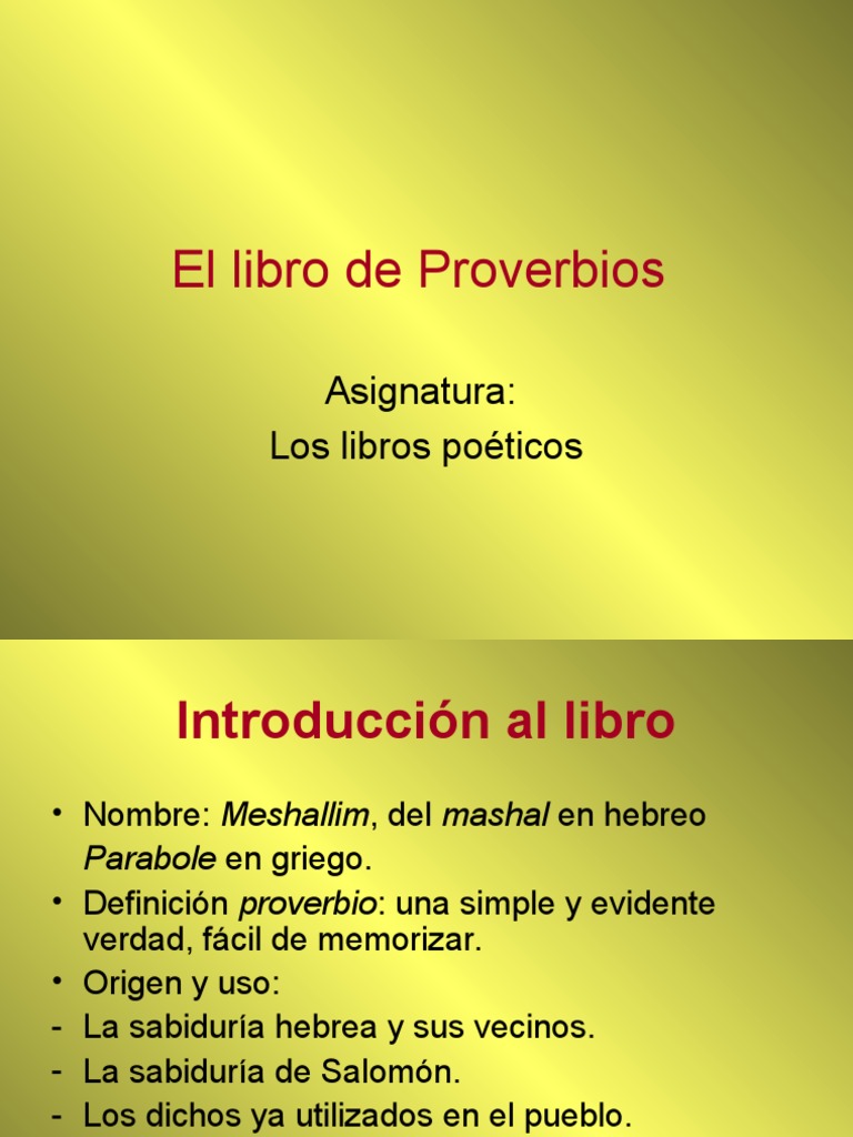 El Libro de Proverbios | PDF