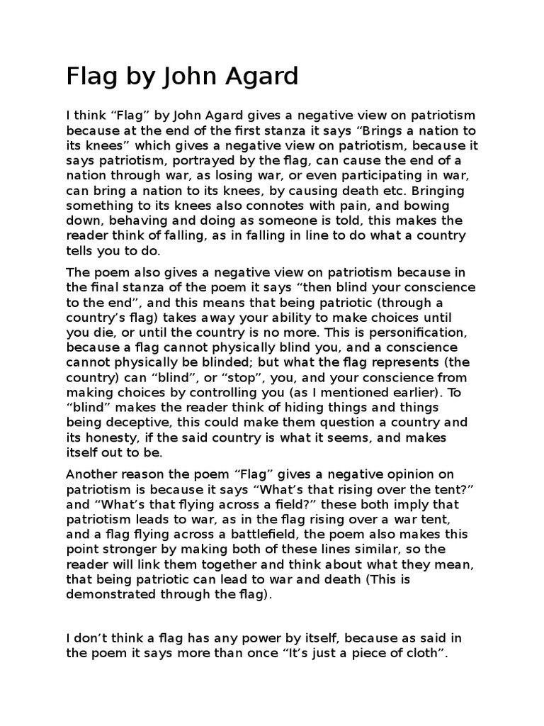 Patriotism in Flag by John Agard | PDF