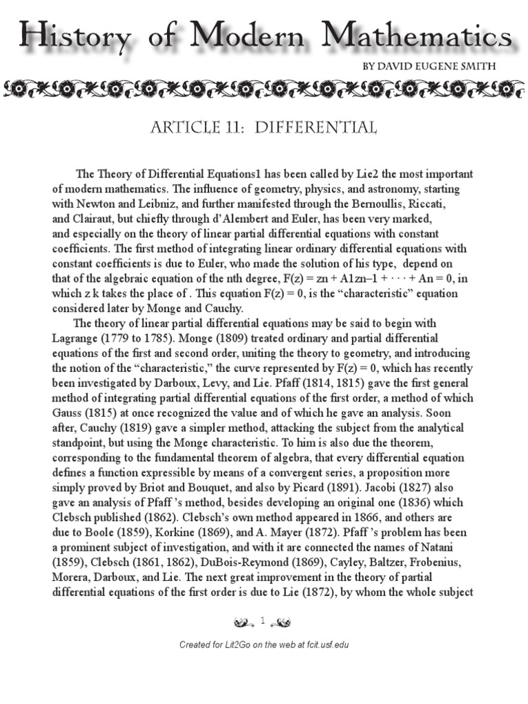 History of Modern Mathematics | PDF | Ordinary Differential Equation ...