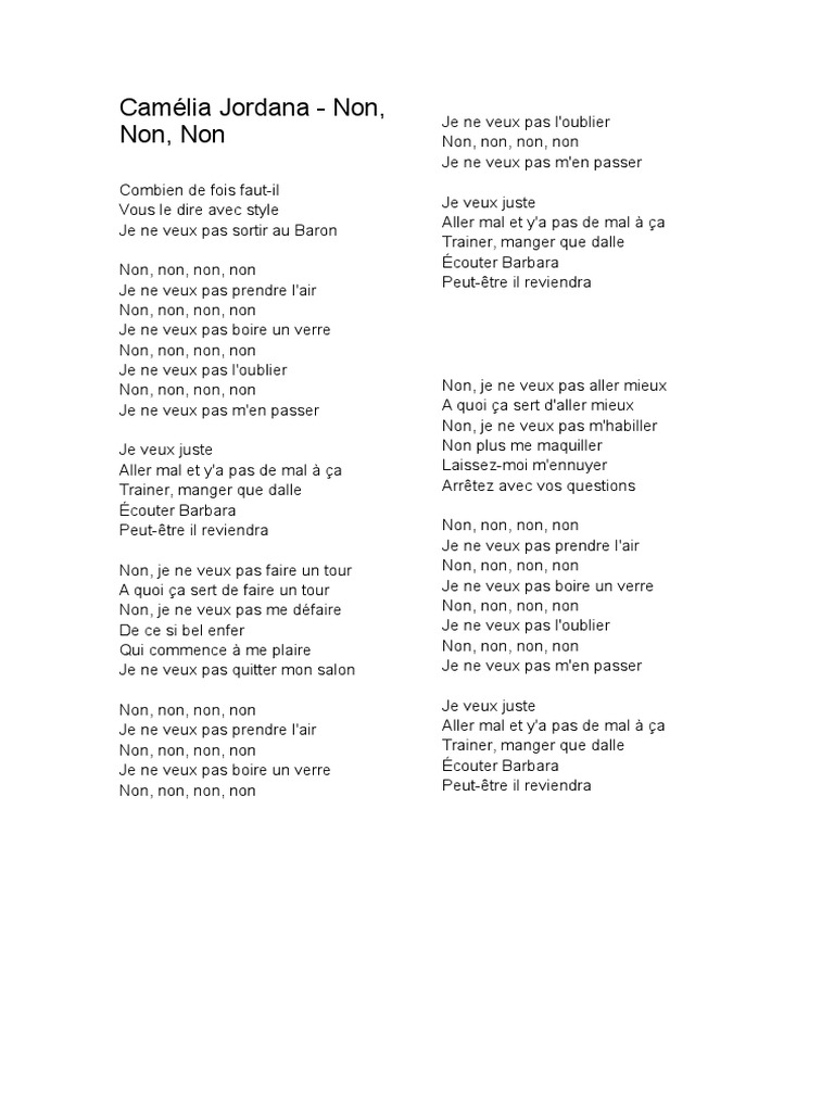 Paroles De Camelia Jordana Facile