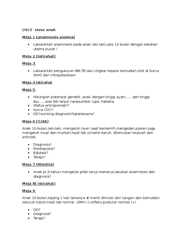 Contoh - OSCE Stase Anak | PDF