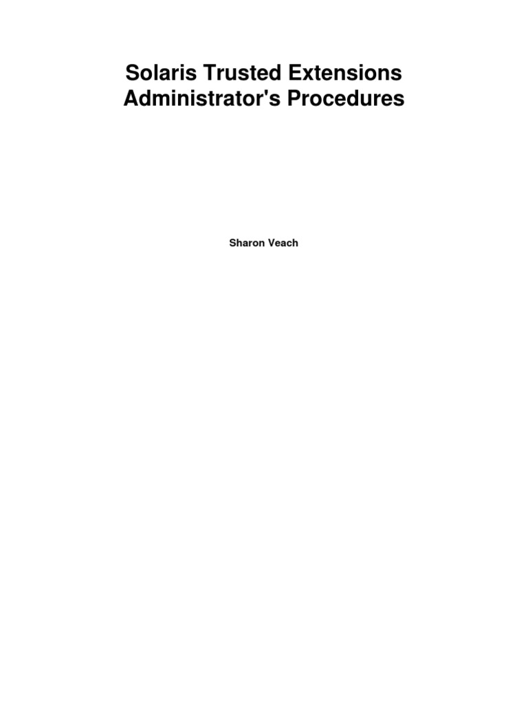 Solaris Trusted Extensions Administrators Procedures Pdf Shell
