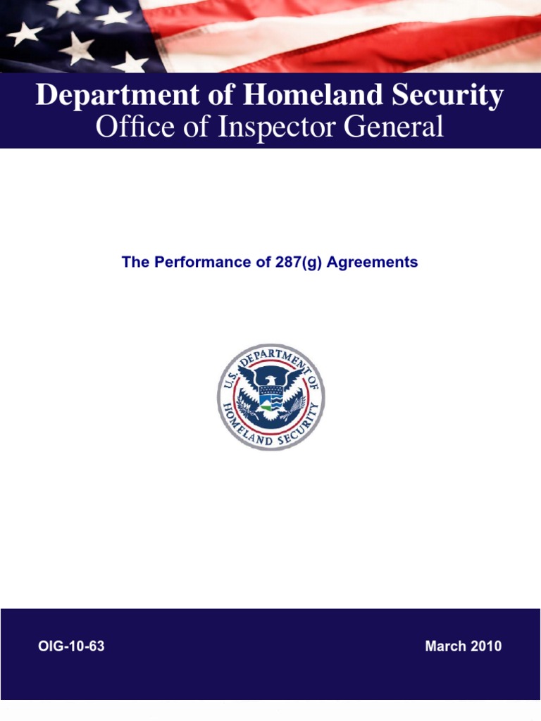 DHS OIG: Performance of 287 (G) Agreements (March 2010) | PDF