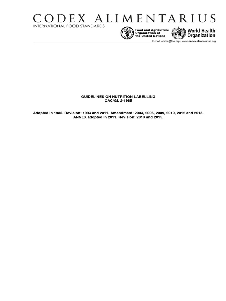 CODEX STD Labelling | PDF | Nutrition Facts Label | Folic Acid