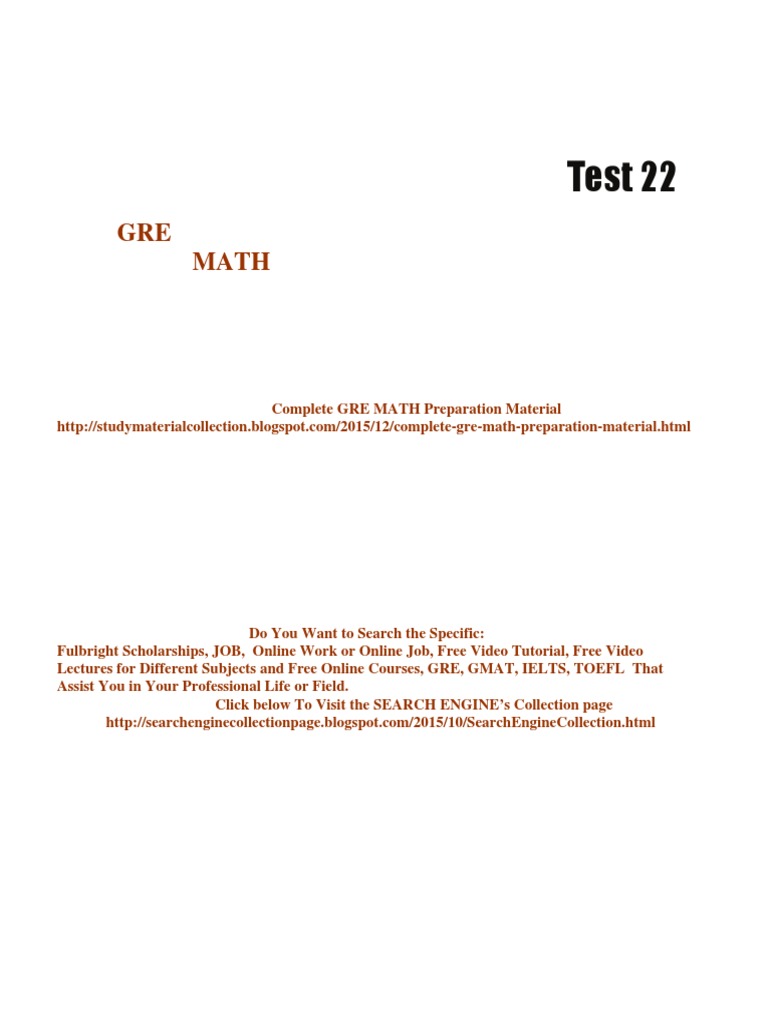GRE Math Practice Test 22 | PDF | Graduate Record Examinations ...