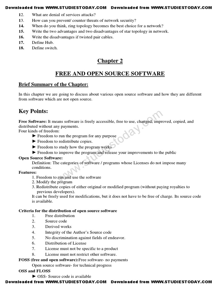 CBSE Class 12 Informatics Practices Free and Open Source Software | PDF ...