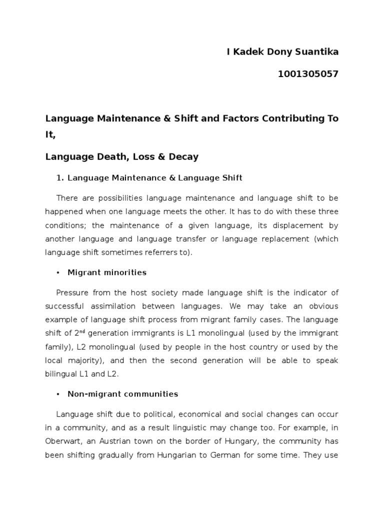 Language Maintenance | PDF | First Language | Symbols