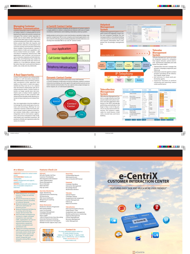 E CentriX Contact Center Brochure | PDF | Call Centre | Interactive ...