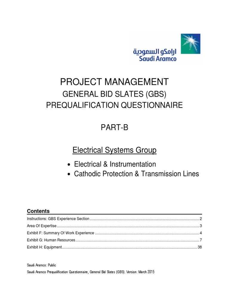 Project Management PQQ Part B - Electrical Systems Group | PDF ...