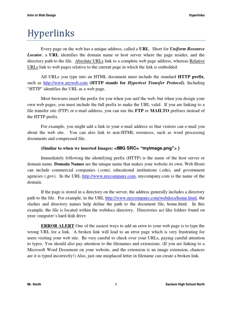 Hyperlinks | PDF | Hyperlink | Websites