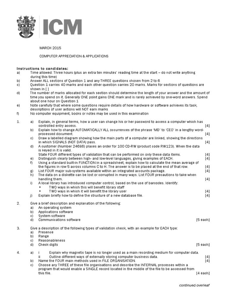Computer Appreciation & Applications PDF | C (Programming Language ...