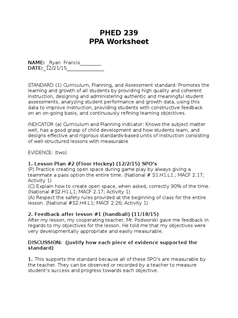 PST Worksheets | PDF | Educational Assessment | Quality Of Life