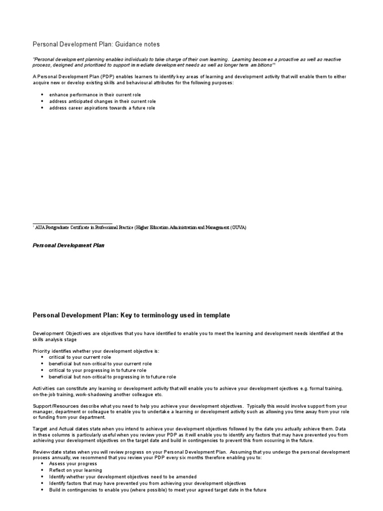 PDP Template | Download Free PDF | Personal Development | Quality Of Life