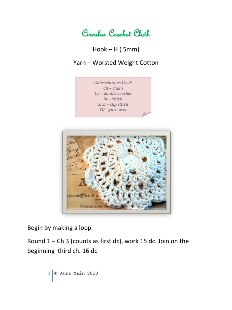 Circular Crochet Cloth | PDF | Teaching Methods & Materials
