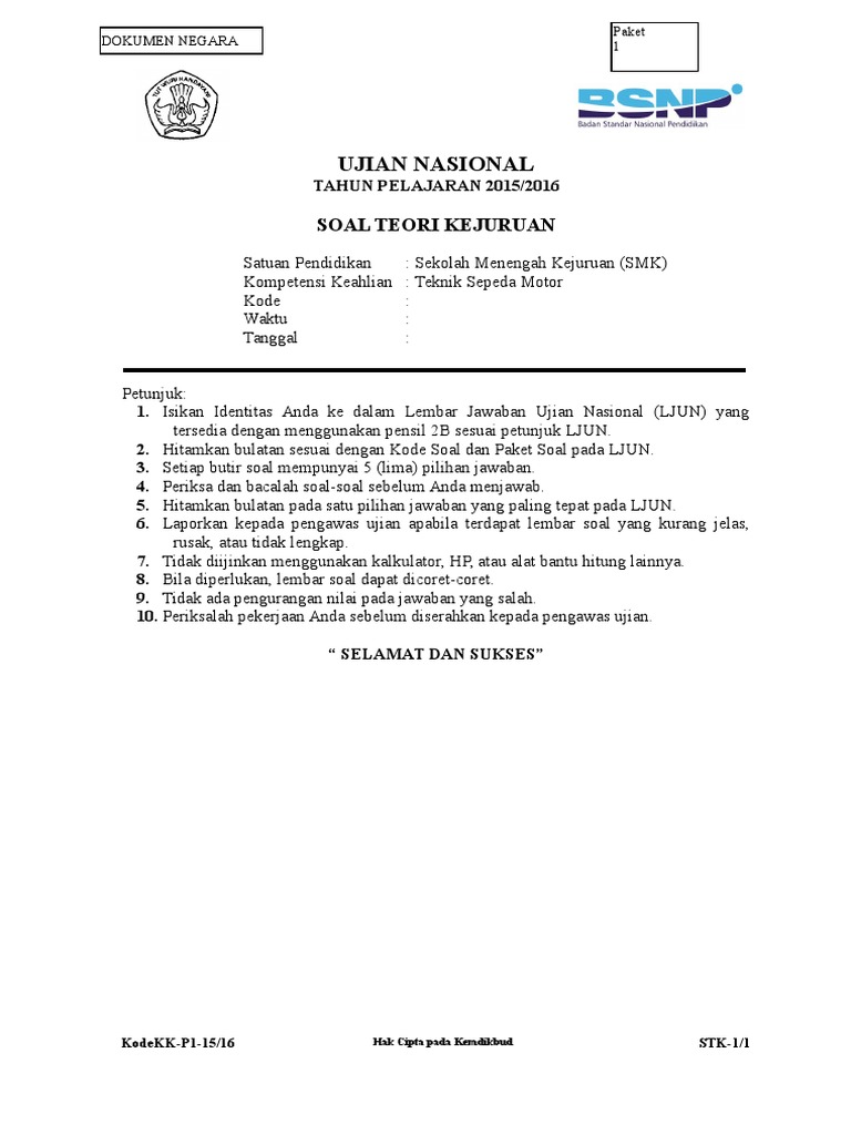 Contoh Layout Soal Teori | PDF